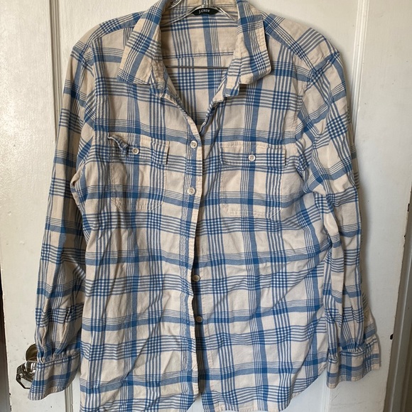 J. Crew | Tops | Vintage J Crew Blue Plaid Shirt | Poshmark